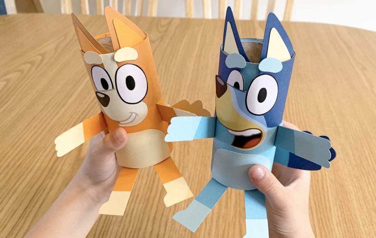 Make Your Own 3D Bluey And Bingo Paper Tube Figures