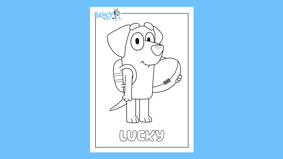 Print Your Own Colouring Sheet Of Bluey's Friend Lucky