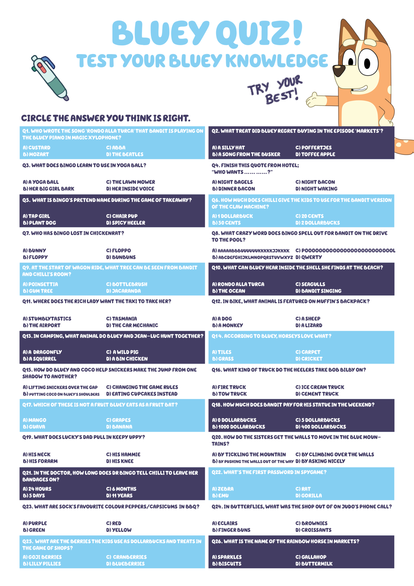 Bluey Super Quiz | Bluey Official Website