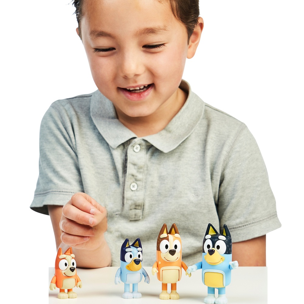 Bluey and Family Figure 4-Pack, mum (Chilli), Bluey, Bingo, Dad