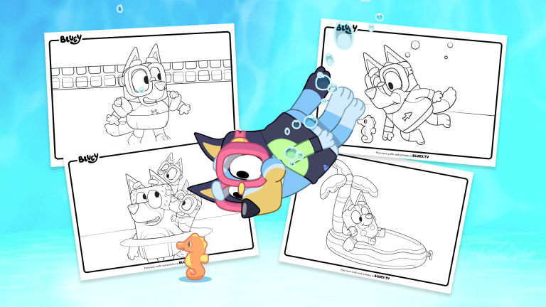 Splash into Bluey Colouring Sheets - Bluey Official Website
