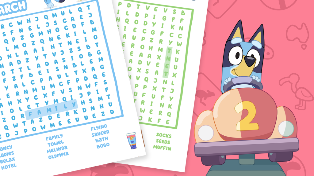 Bluey: Family Trip Word searches - Bluey Official Website