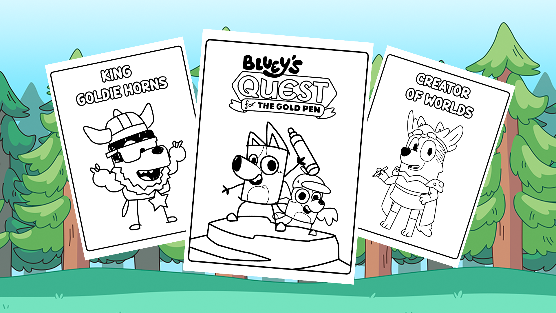 Colour In Bluey's Quest For The Gold Pen - Bluey Official Website